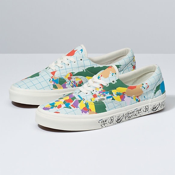 Vans | Shoes | Vans Save Our Planet World Maps Atlas Canvas Lace Up ...